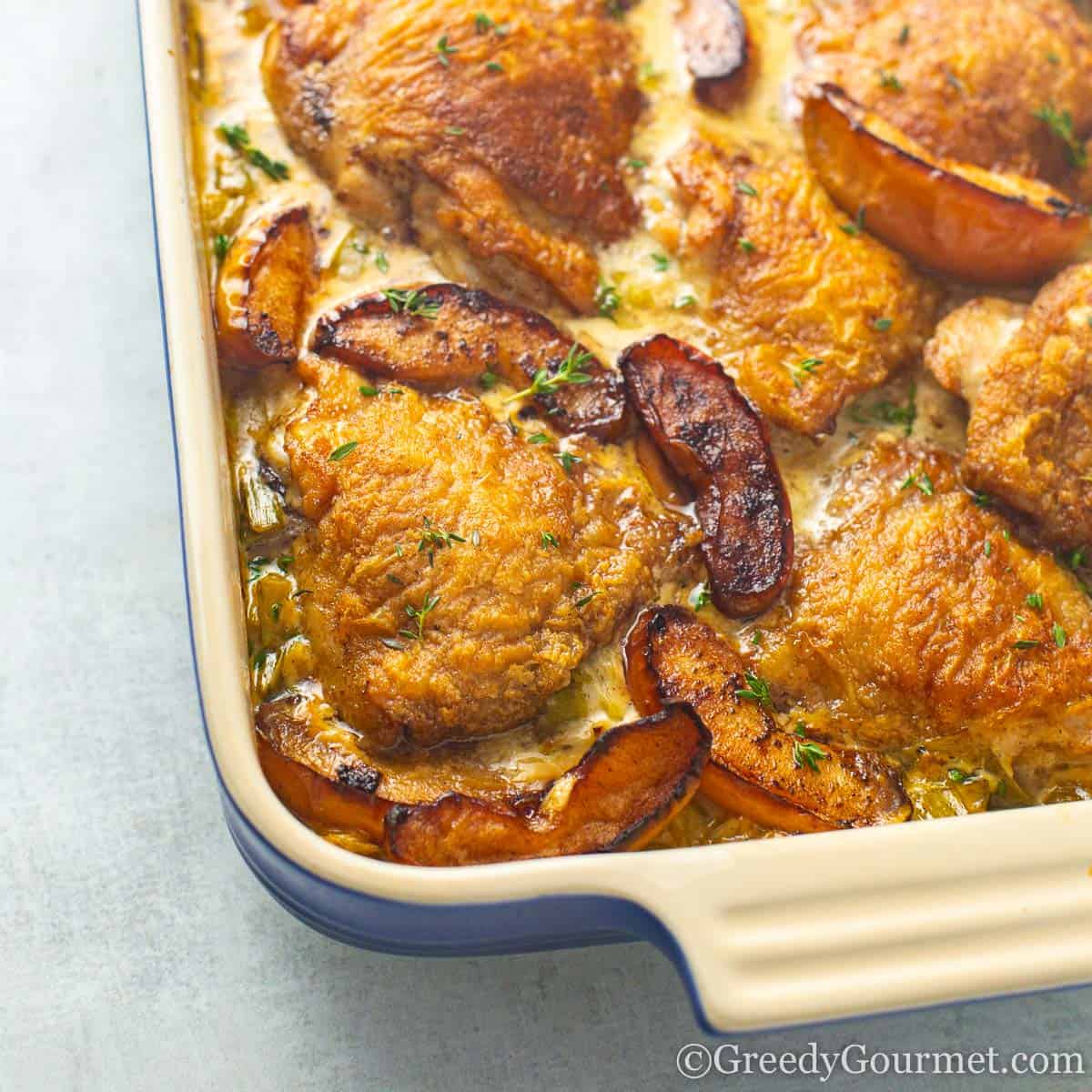 Normandy Chicken - A French Chicken Recipe | Greedy Gourmet