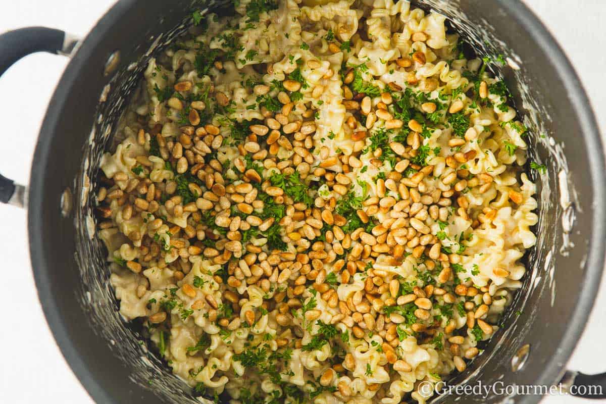 Gorgonzola Pasta With Pine Nuts | Greedy Gourmet